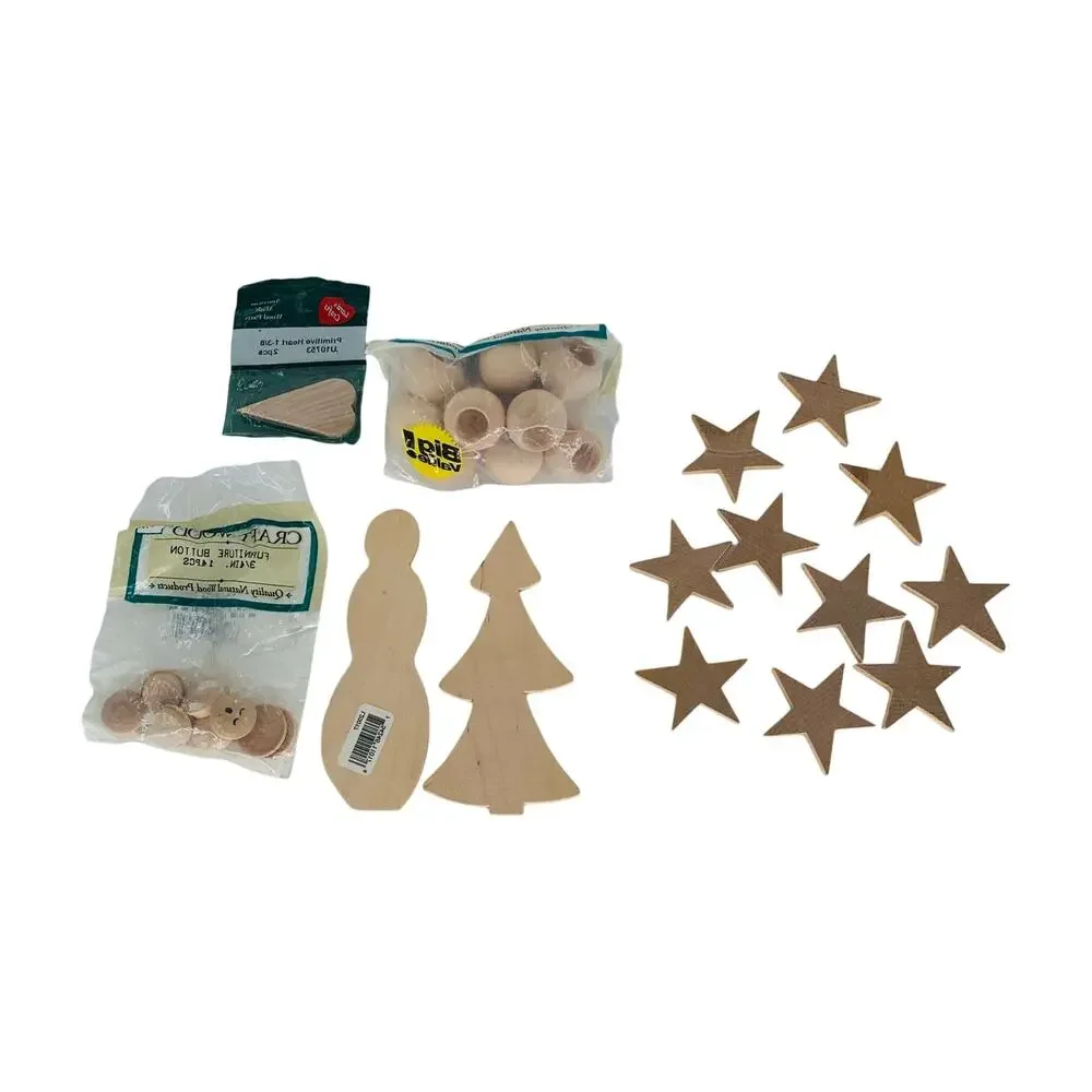 Craftwood | Other | Wood Craft Pieces Lot Furniture Buttons Head Beads ...